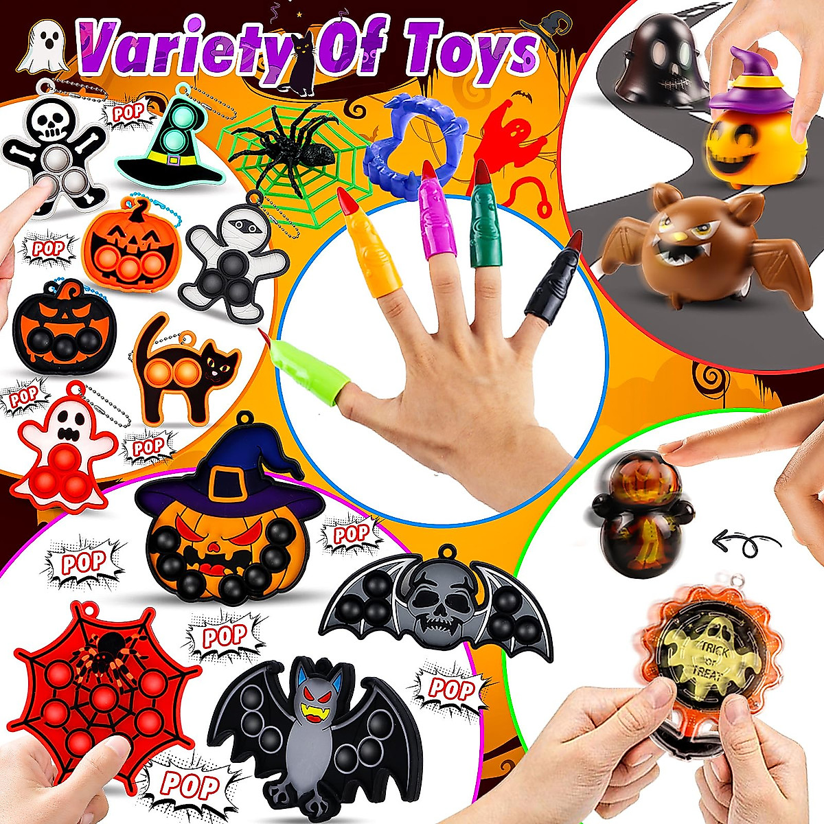 300 PCS Halloween Party Favors for Kids,Halloween Toys Bulk,Halloween Goodie Bag Fillers,Halloween Favors for Kids Classroom Prize