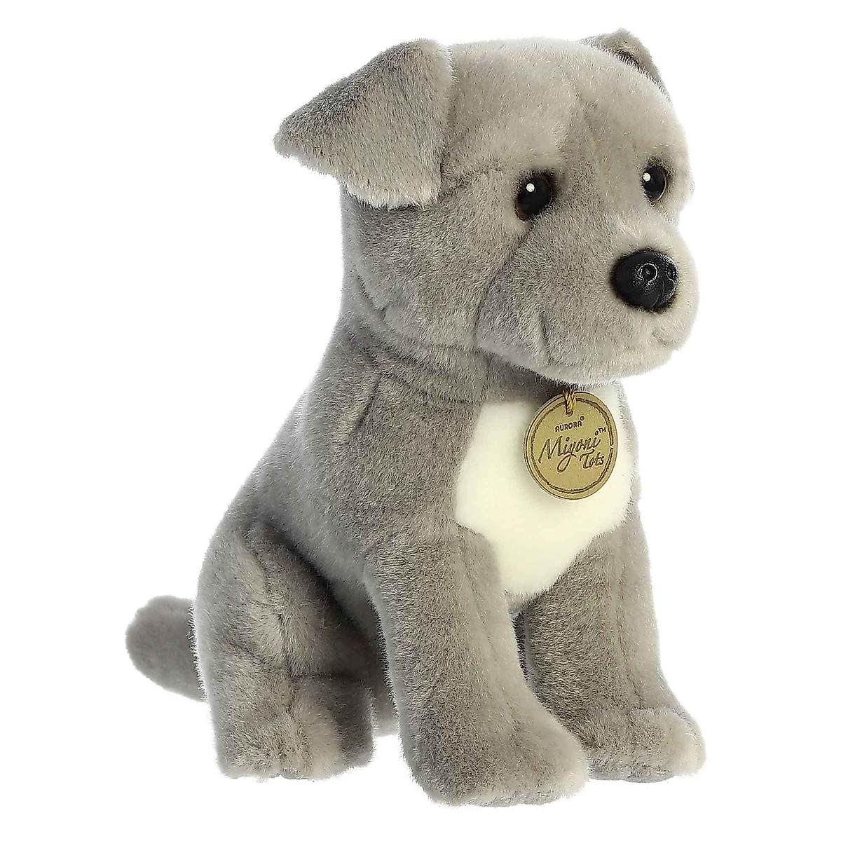 Aurora® Adorable Miyoni® Tots Pit Bull Puppy Stuffed Animal - Lifelike Detail - Cherished Companionship - Gray 9 Inches