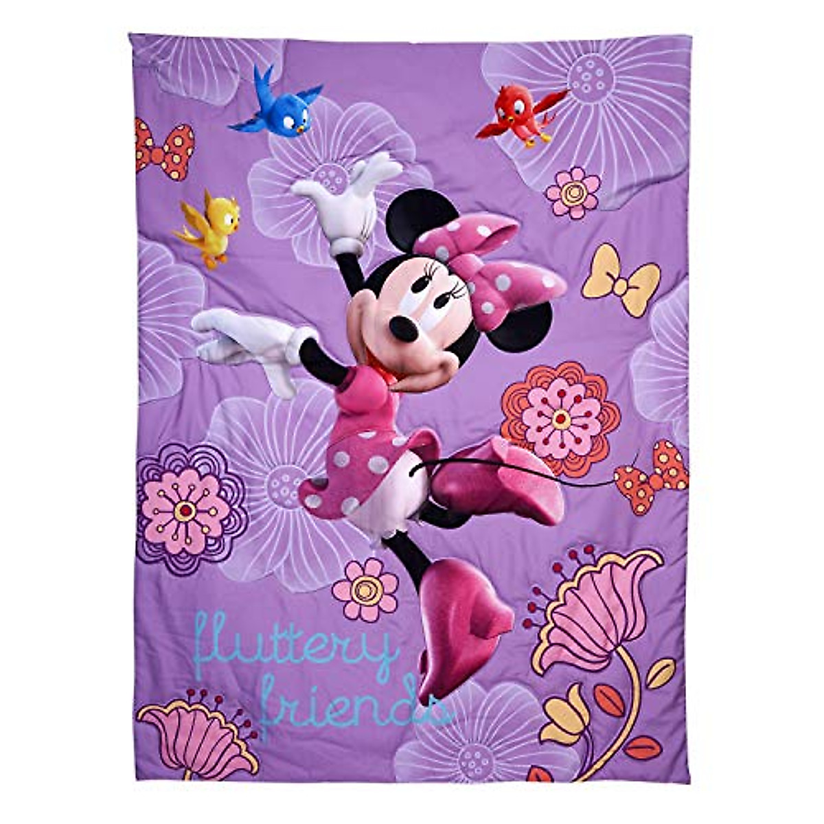 Disney 4 Piece Minnie's Fluttery Friends Toddler Bedding Set, Lavender, 3.5 x 10 x 13 inch (Pack of 1)
