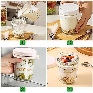 AouEtnay 2 Pack Overnight Oats Containers with Lids Glass Overnight Oats Jars, 16 oz Mason Jars for Overnight Oats, Cereal, Milk, Vegetable and fruit Salad Storage Container