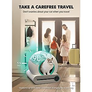 Famree Smart Self-Cleaning Cat Litter Box,Automatic Cat Litter Cleaning Robot with 65L+9L Large Capacity/APP Control/Ionic Deodorizer for Multiple Cats【2023 New Structure】, Turquoise Green