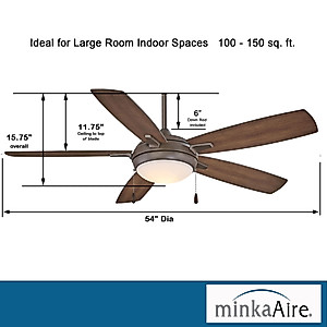 Minka-Aire F534L-ORB Lun-Aire With Light 54 Inch Ceiling Fan with Integrated 17W LED Light in Oil Rubbed Bronze Finish