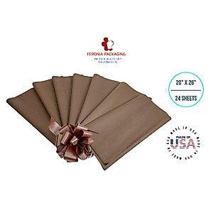 Chocolate Tissue Paper Squares, Bulk 24 Sheets, Premium Gift Wrap and Art Supplies for Birthdays, Holidays, or Presents by Feronia packaging, Large 20 Inch x 26 Inch