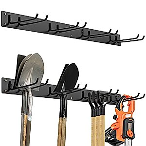 Safstar 36" Tool Storage Rack Clearance, Wall-mounted Garage Tool Organizer with 4 Double Hooks & Rustproof Finish, Heavy Duty Metal Tool Holder for Home Garden Garage Workshop, 328 lbs Load Capacity