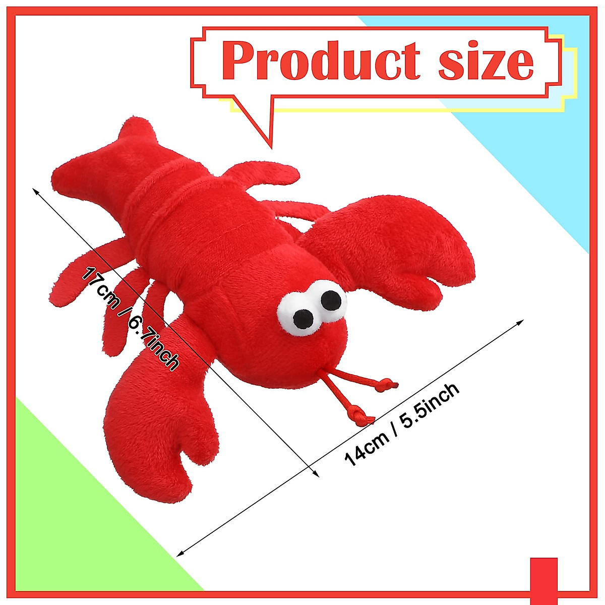 9 Pack Lobster Stuffed Animal Lobster Plush Cute Lobster Doll Toy Soft Small Stuffed Lobster Hanging Ornaments for Keys Purse Backpack School Bags, DIY Birthday Party Favors, 6.7 x 5.5 Inch
