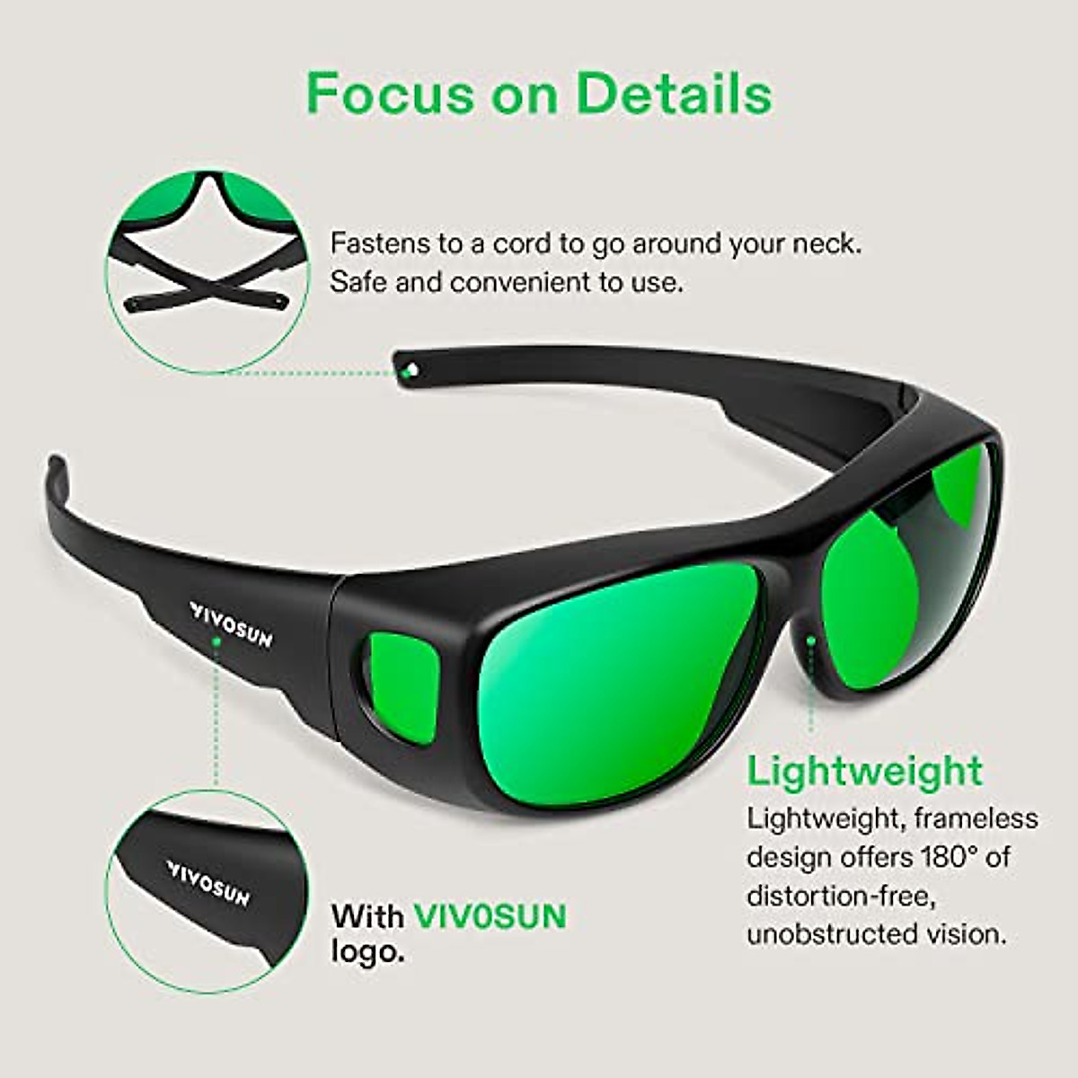 VIVOSUN 2-Pack Indoor Hydroponics LED Grow Room Glasses with Glasses Case