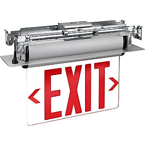 Garrini New York Approved Letter 8" Exit Sign Emergency Light Recessed Housing Single and Double Face Optional,Replaceable Acrylic Panel, UL Certified GRMSEL-200