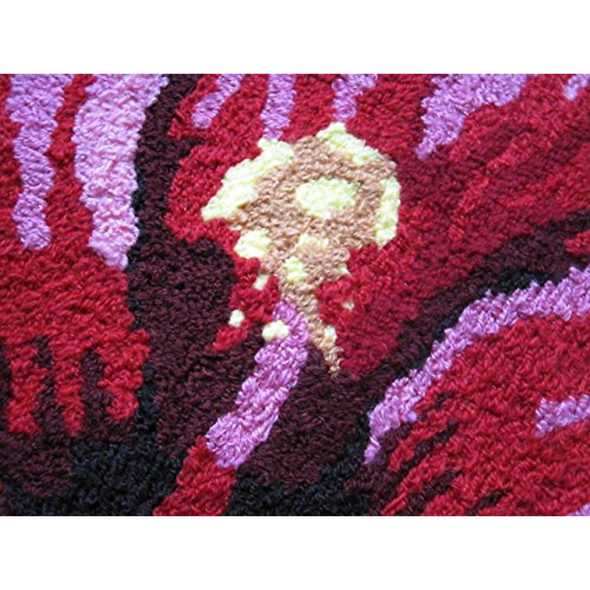 Morden Handmade Needlepoint Floor Rug Red Bathmat Flower Rug Girls Bedroom Non-Slip Rugs, Great Gift for Christmas (Hibiscus) 31.5" x 23.6"