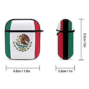 YouTary Mexico Flag Pattern Airpods 1 & 2 Case Cover, Apple AirPod Headphone Cover Unisex Personalized Shockproof Protective Wireless Charging Accessories with Keychain