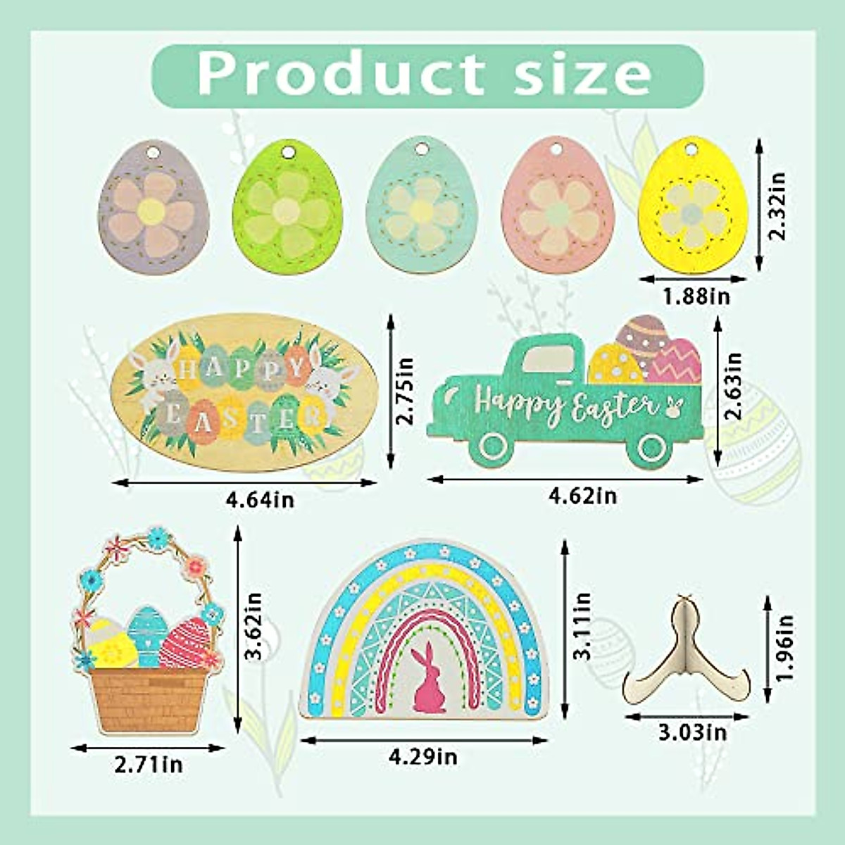 10 Pcs Easter Farmhouse Tiered Tray Decor Wooden Rabbits Tiered Tray Items Bunny Eggs Truck Basket Mini Wooden Trays Signs Spring Tabletop Signs for Home Farmhouse Rustic Kitchen Decorations