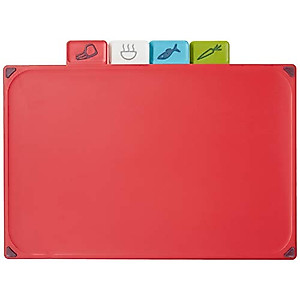 Joseph Joseph Index Plastic Cutting Board Set with Storage Case Color-Coded Dishwasher-Safe Non-Slip, Small, Silver