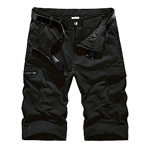 Mens UPF 50+ UV Protection Cargo Capri Pants, Moisture Wicking Hiking Long Inseam Shorts Lightweight and Breathable