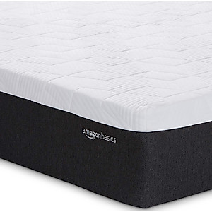 Amazon Basics Gel Memory Foam Mattress, Firm, Cooling, King Size Mattress, CertiPUR-US® Certified Foam, 80 x 76 x 12 inches, White/Dark Gray