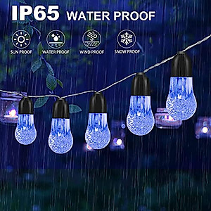 Solar String Lights 39.4FT 50LED Super Bright Solar Outdoor Lights Waterproof 8Modes Decorative Patio Lights Solar Powered for Outside Garden Camping Yard Porch Wedding Party Halloween Christmas-Blue