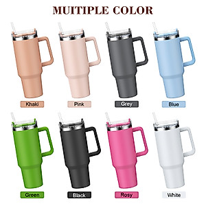 UNIGIFTIME Customized 40oz Tumbler with Handle and Straw, Personalized Stainless Steel Insulated Tumbler with Birth Flower and Name, Personalized Birthday Gifts for Women and Men, Mother's Day Gift