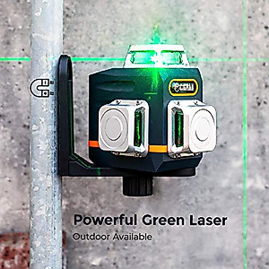 CIGMAN Laser Level Self Leveling 3x360° 3D Green Cross Line for Construction and Picture Hanging, Rechargeable battery, Remote Controller, Magnetic Rotating Stand Included