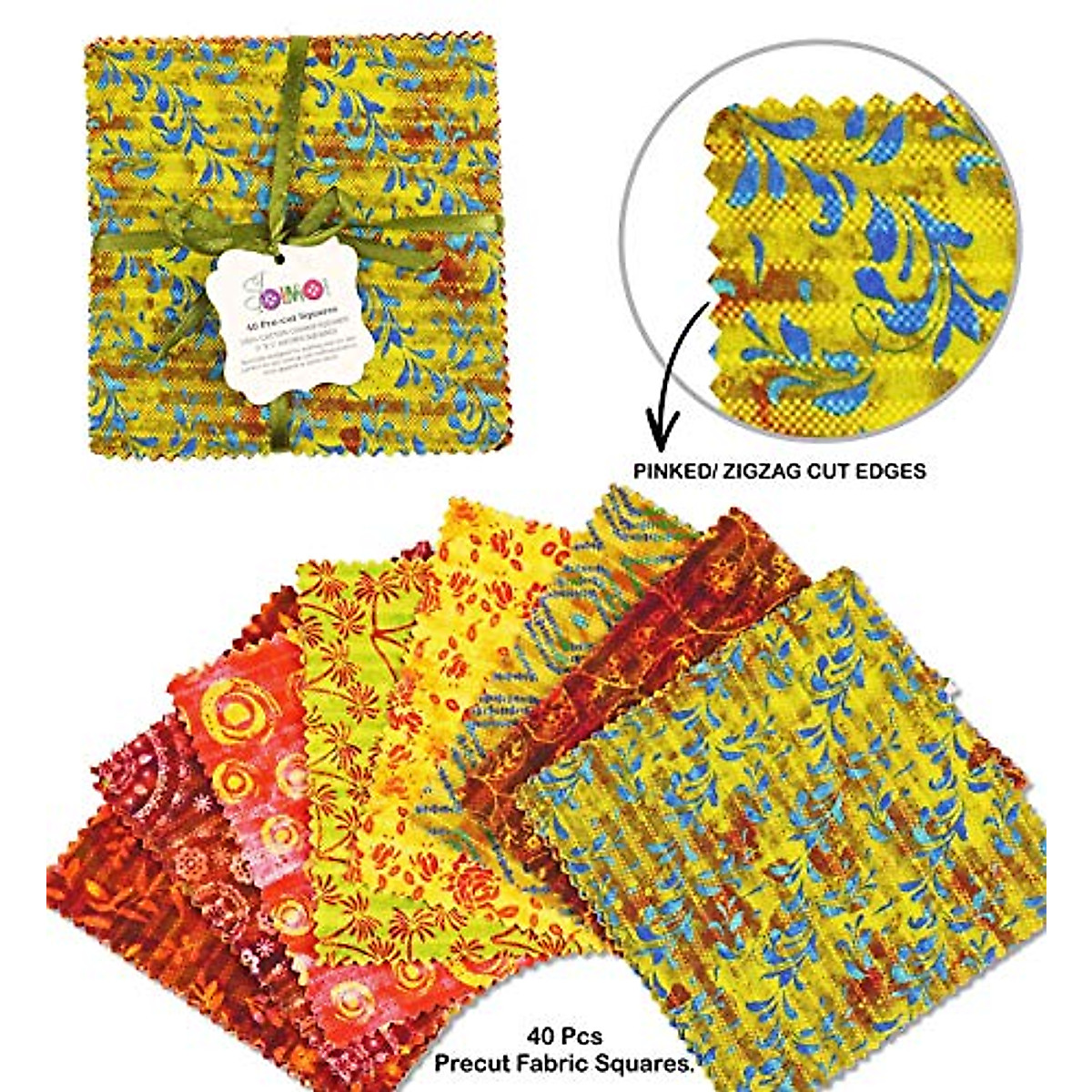 Soimoi Batik Print Precut 5-inch Cotton Fabric Quilting Squares Charm Pack DIY Patchwork Sewing Craft