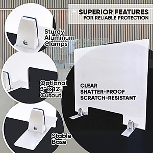 Plexiglass Table Top Sneeze Guard – Desk Divider for Students, Office, Transactions – Acrylic Shield | (24" x 24" with Cutout)