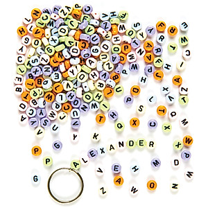 Baker Ross Alphabet Beads, Pony Bead Crafts for Kids Arts and Crafts and Jewelry Making (Pack of 400 Pieces), Assorted, ET151
