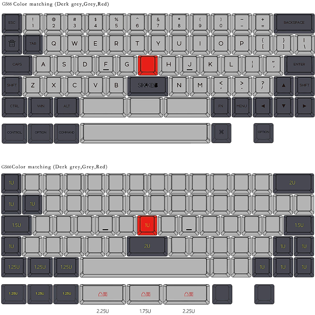 EPOMAKER SK66 60% Keys Wired Gateron Optical Mechanical Gaming Keyboard with RGB Backlight and PBT Heat Sublimation Keycaps (Gateron Optical Red, Grey Black)