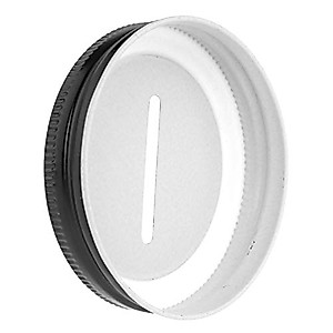 VEIREN 10 Pieces Coin Slot Lids mason-jar Coin Slot Piggy Bank Lid Stainless Steel Metal Cap Cover for Regular Mouth MASON JAR Storage Ball Canning Jars Slotted Insert Caps for Kids Adult(70mm, Black)