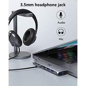 USB C Hub Adapter for MacBook Pro/Air M1M2 2022 2021 2020 13" 15" 16",Multiport MacBook Adapter MacBook Accessories with 4K HDMI,3USB3.0,Audio,100W Thunderbolt-Enabled USB-C,Support MagSafe 3 Charging