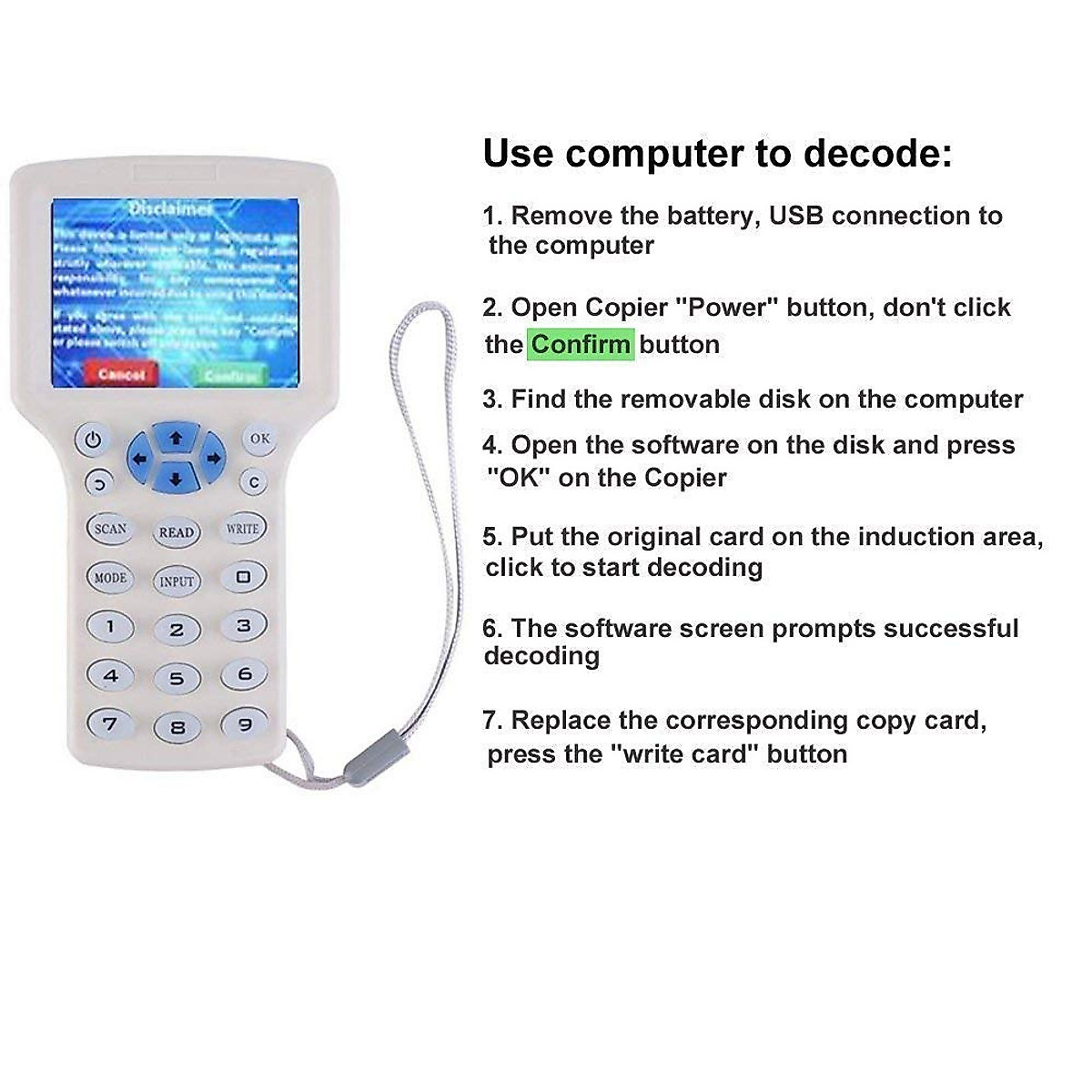 NFC RFID Copier Writer Readers Key Copier Duplicator English 10 Frequency for IC ID Cards/Key Fob and 13.56mhz UID Key,10pcs ID 125kh Key Fobs + 5 Pcs ID 125khz Cards + 10pcs 13.56mhz IC Key + 1 USB