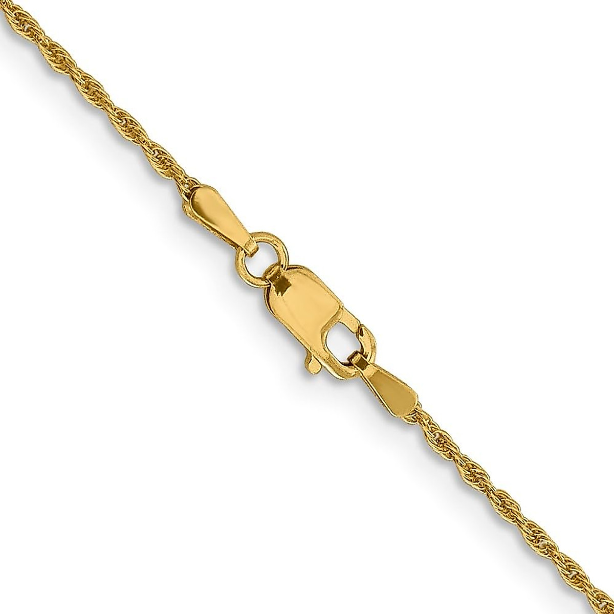 Diamond2Deal 14k Yellow Gold 1.3mm Loose Rope Chain Necklace