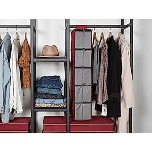 Covermates Keepsakes Hanging Shoe Organizer Set - Heavy Duty Material, Sturdy Interior Shelves, Includes Trays with Dividers - Closet Storage-Scarlett Red