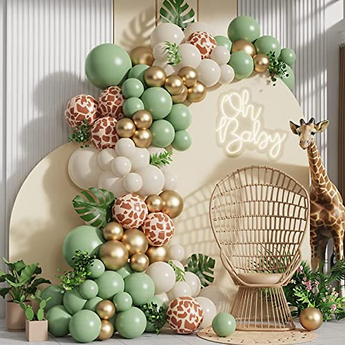 GAGAKU 100pcs Sage Green Balloons Different Sizes 5/10/12/18 Inch for Garland Arch, Olive Green Party Balloons for Baby Shower Wedding Birthday Anniversary Eucalyptus Themed Party Decoration