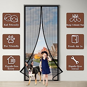 Yotache Magnetic Screen Door New Series Full Strip Magnets Fits Door Size 36 x 80, Screen Size 38" x 81" Full Frame Seal Reinforced Mesh Door Screen Magnetic Closure for Front Patio Back Door