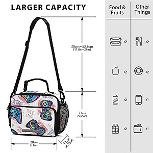 KOCOART Abstract Joystick Lunch Bag for Men and Women, 11 x 4.33 x 9.05 in, Nylon, Leakproof, Portable, Adjustable