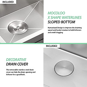 23 Undermount Kitchen Sink - Mocoloo 23x18 Inch Undermount Sink Stainless Steel 16 Gauge Single Bowl Bar Prep Deep Sinks