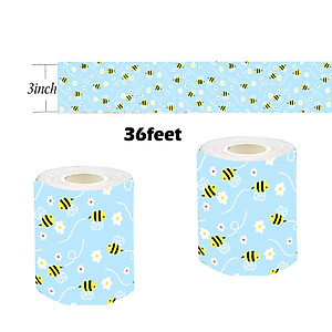 Blue Bee Bulletin Board Borders Back-to-School Decoration Borders 36FT Classroom Rainbow Straight Pencil Bulletin Borders Strips for Photo Wall,Desks,Bulletin Board,White Board Décor