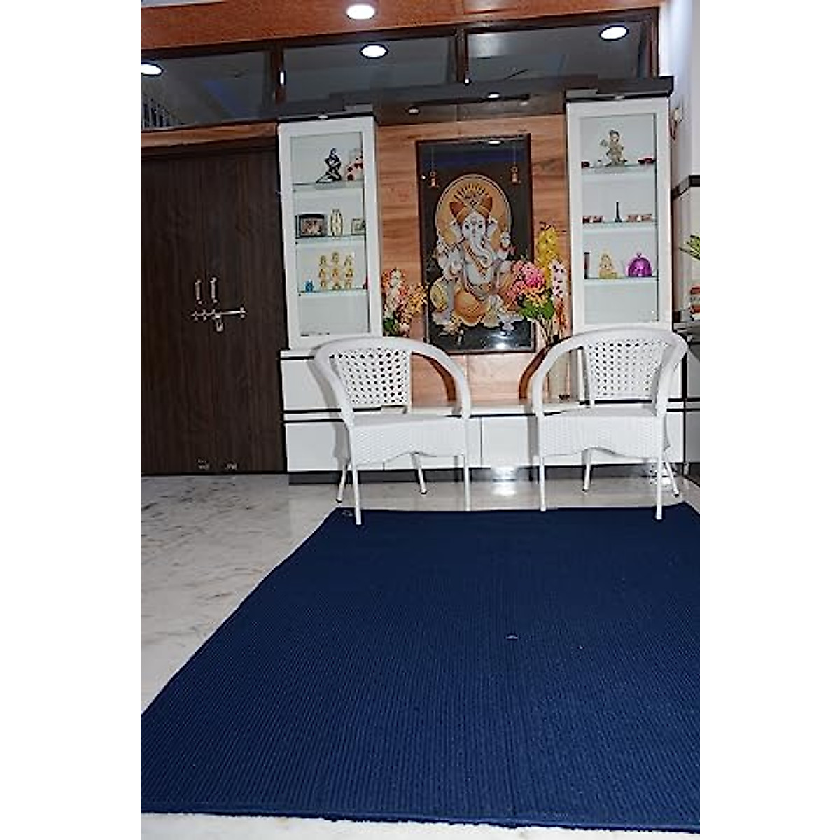 Hand Braided Bohemian Rectangle Blue Rug Cotton/Rugs for Bedroom/Bedside Rug/Recycled Cotton Rug/Organic Rug/Handmade Rug (10x11)