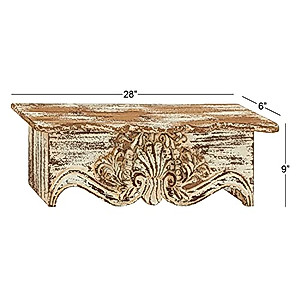 Deco 79 Wood Scroll 1 Shelf Wall Shelf, 28" x 6" x 9", Brown