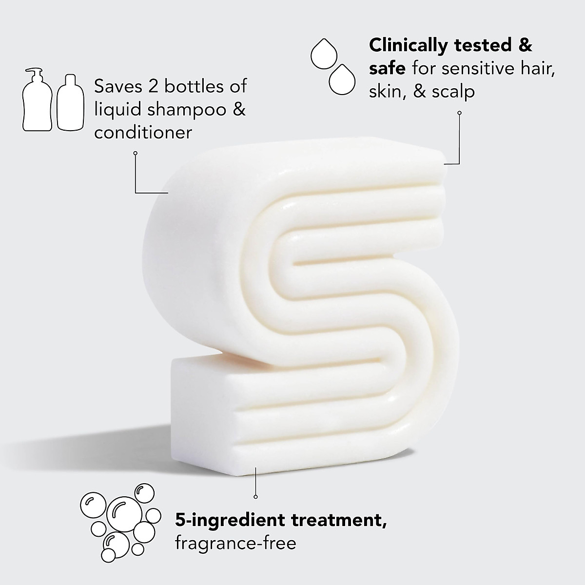 Kitsch 2-in-1 Shampoo Bar & Body Wash Bar for Sensitive Scalp & Skin, Made in US, Ultra Sensitive Shampoo Bars for Hair & Body, Vegan Soap Bar, 5 Ingredients Only, Scent Free, Paraben Free, 3.2oz