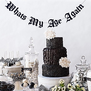 Gothic Letter Whats My Age Again Banner - Old English Birthday Banner - Funeral Birthday Banner for 20th 30th 40th Birthday (Whats My Age Again)