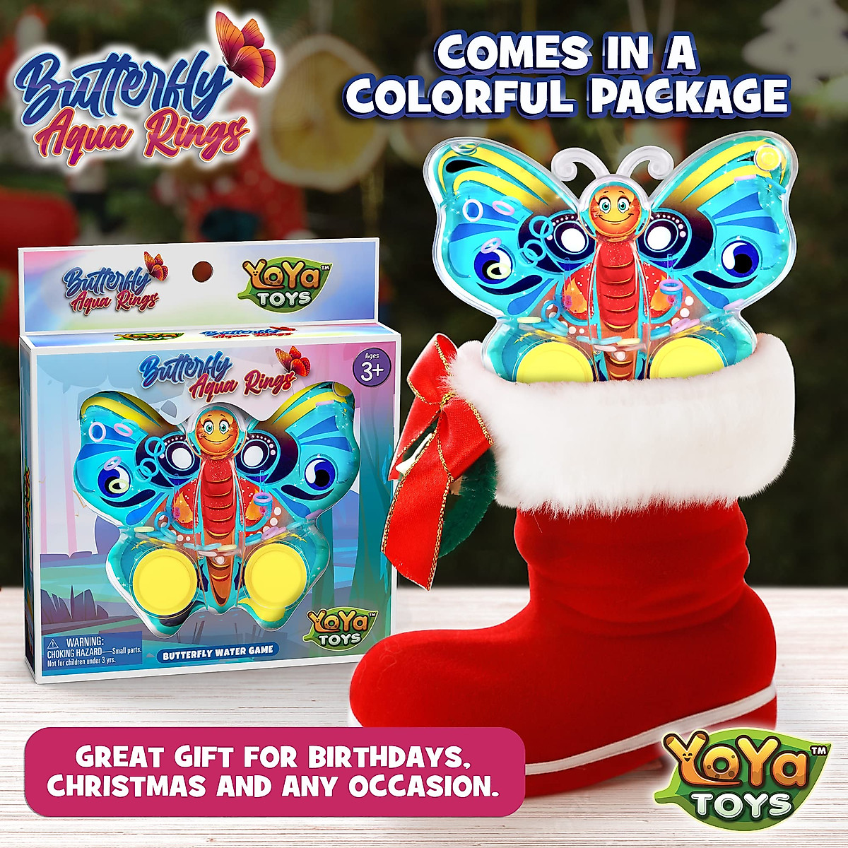 YoYa Toys Butterfly Ring Toss Handheld Game - Games for Kids Handheld with Colorful Butterfly Design, Classic-Style Retro Game, Portable & Travel-Friendly Handheld Games for Kids