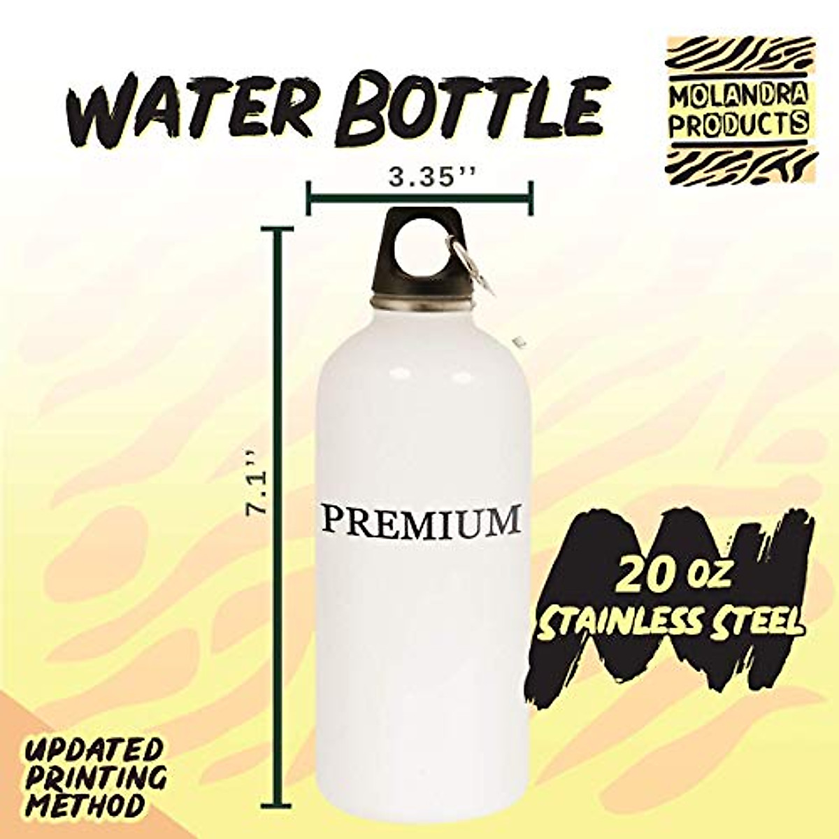 Molandra Products got eyers? - 20oz Stainless Steel White Water Bottle with Carabiner, White