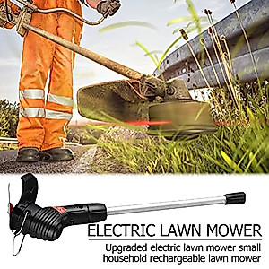 Strimmer Cordless, Electric Cordless Grass Trimmer Rechargeable Weed Strimmer Cutter Tool with Blades, Lightweight Garden Electric Strimmer with Adjustable Telescopic Long Handle (US Plug)