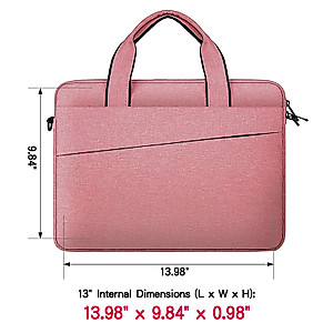 RAINYEAR 13 Inch Laptop Sleeve Shoulder Bag Compatible with MacBook 13.6" M2 A2681, 13.3 Air Pro M1/M2 A2338 A2337, 13.3" Chromebook Notebook Messenger Bag Carrying Case Briefcase for Men Women, Pink