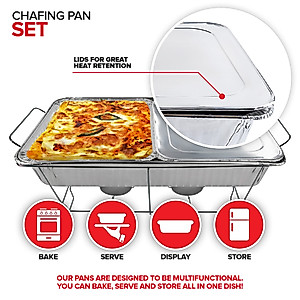 Chafing Dish Buffet Set with Cover Disposable - 21x13 (5 Pack) 9x13 & Lids (10 Pack) Aluminum Serving Trays, Catering Pans for Keeping Food Warm, Chaffing Dishes for Buffets and Parties, Warming Tray