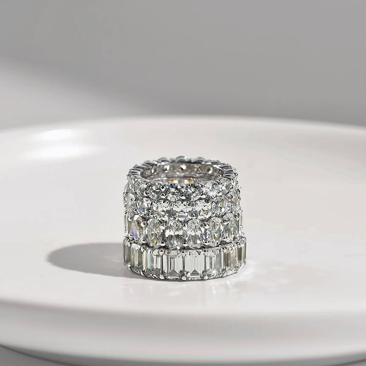 DIAMONBLISS Round Cut Eternity Ring For Women | Rhodium Plated 925 Sterling Silver Infinity Band |2.5-Carats Cubic Zirconia CZ Simulated Diamond, Size 8