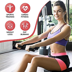 SereneLife Air & Magnetic Rowing Machine - Measures Time, Distance, Stride, Calories - For Gym or Home Cardio Workout