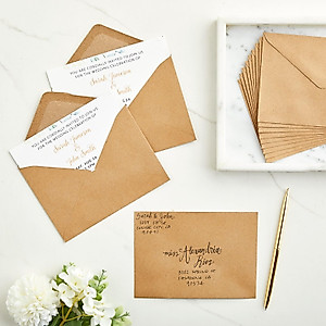 4x6 Kraft Paper Envelopes for Invitations, Baby Shower, Birthday Party, Wedding, Brown A6 (50 Pack)