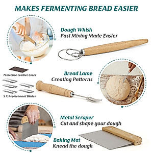 AOSION Banneton Bread Proofing Basket Set of 2,Sourdough Bread Kit,Two Round 9" Bannetons,Sourdough Proofing Basket for Bread Making Kit,Bread Making Tools and Supplies,Gift for Bakers