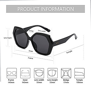 ZENOTTIC Retro Oversized Hexagonal Sunglasses for Women 100% UV400 Protection