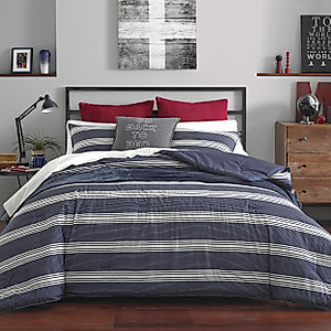 Nautica - King Duvet Cover Set, Cotton Reversible Bedding with Matching Shams, Stylish Home Decor (Craver Navy, King)