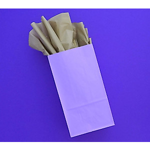 Party Favor Bag - 50 Pack Light Purple Lavender Lilac Color Paper Kraft Lunch Gift Treat Bags Ideal for Baby Shower, Birthday Party, Craft Projects, Gift Bags